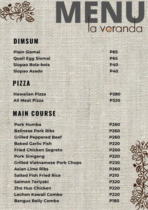 La Veranda Menu – City Sports Club Cebu